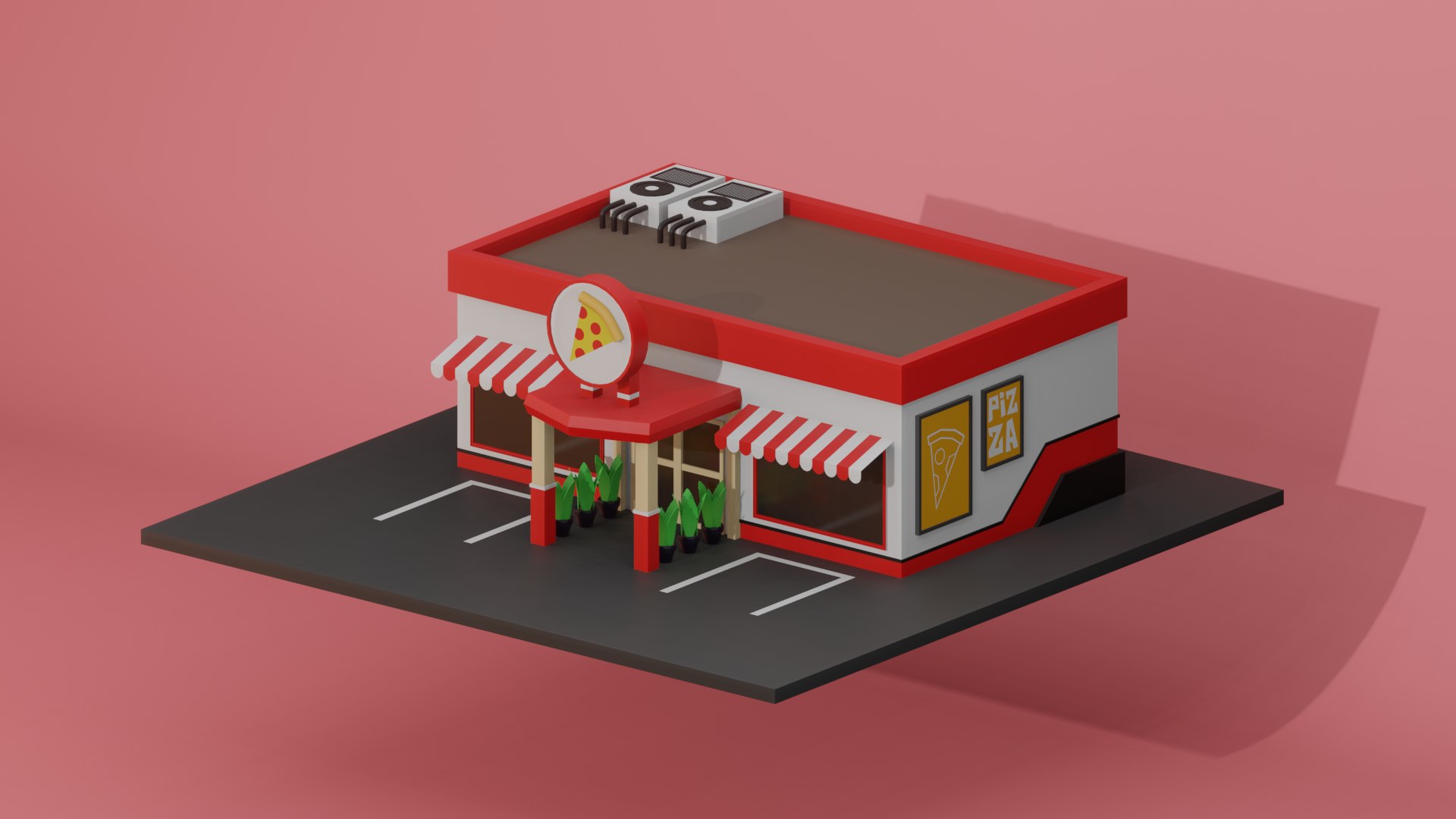Low Poly Pizzeria-Pizza Place 3D - TurboSquid 2147507