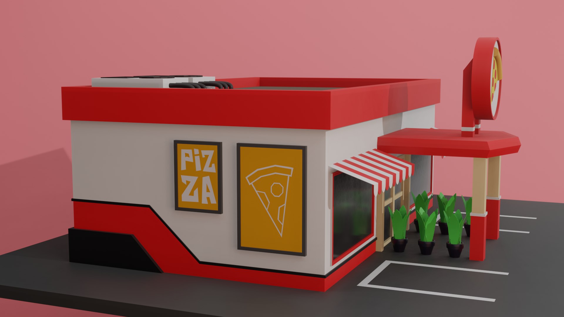 Low Poly Pizzeria-Pizza Place 3D - TurboSquid 2147507
