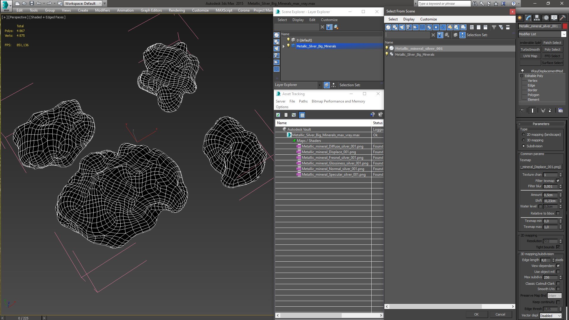 3D Metallic Silver Big Minerals model - TurboSquid 1764288