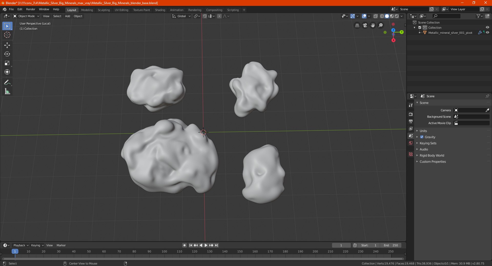 3D Metallic Silver Big Minerals model - TurboSquid 1764288
