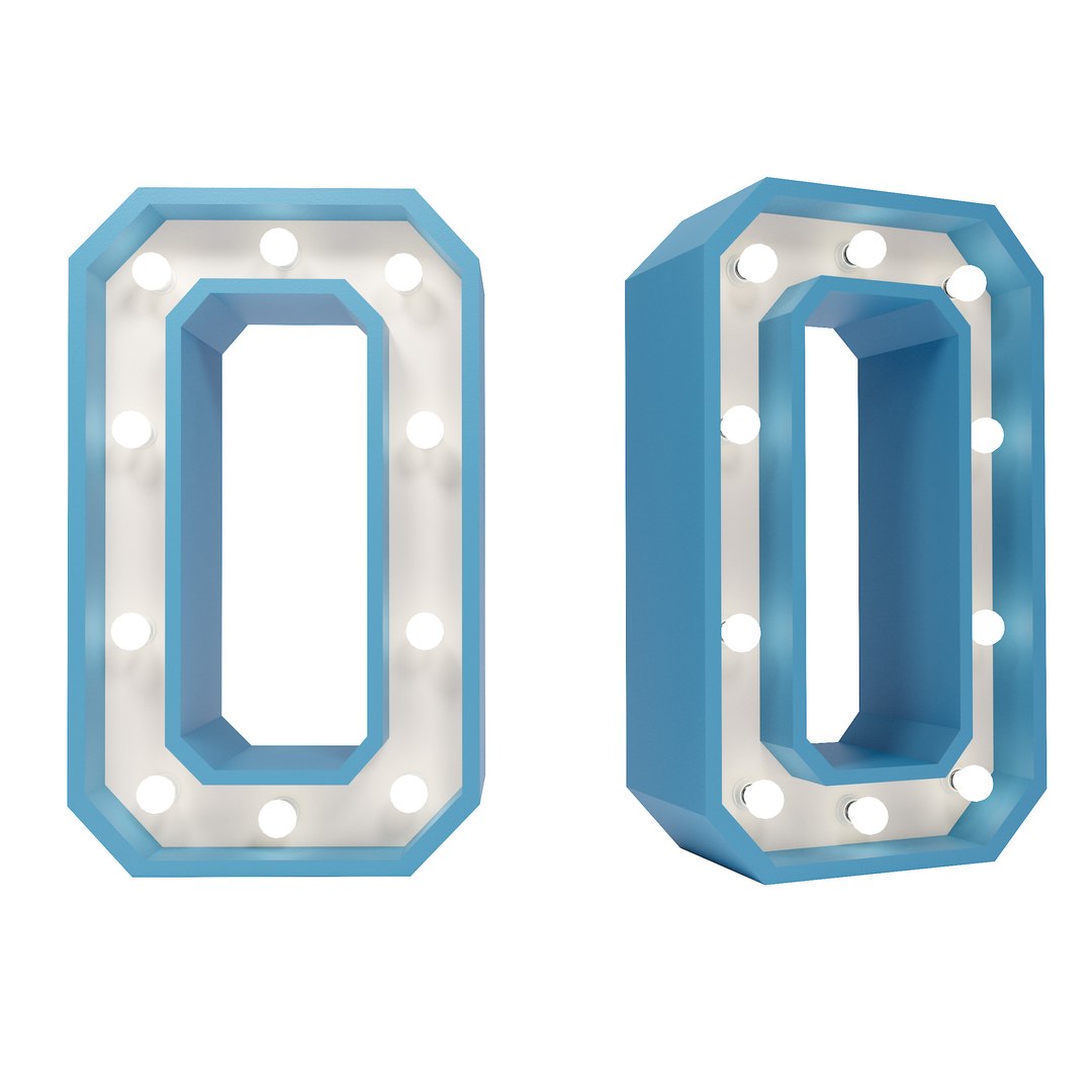 Marquee number zero led glow sign 3dmodel 3D - TurboSquid 1973022
