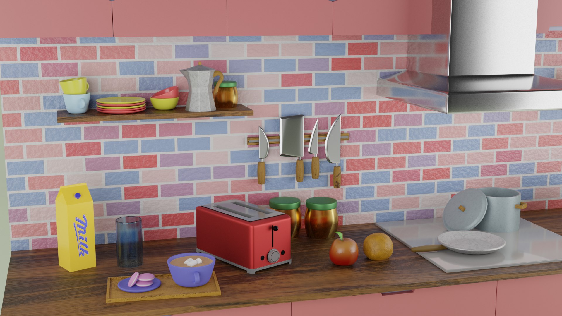 3D Kitchen Low-poly Model - TurboSquid 1884676