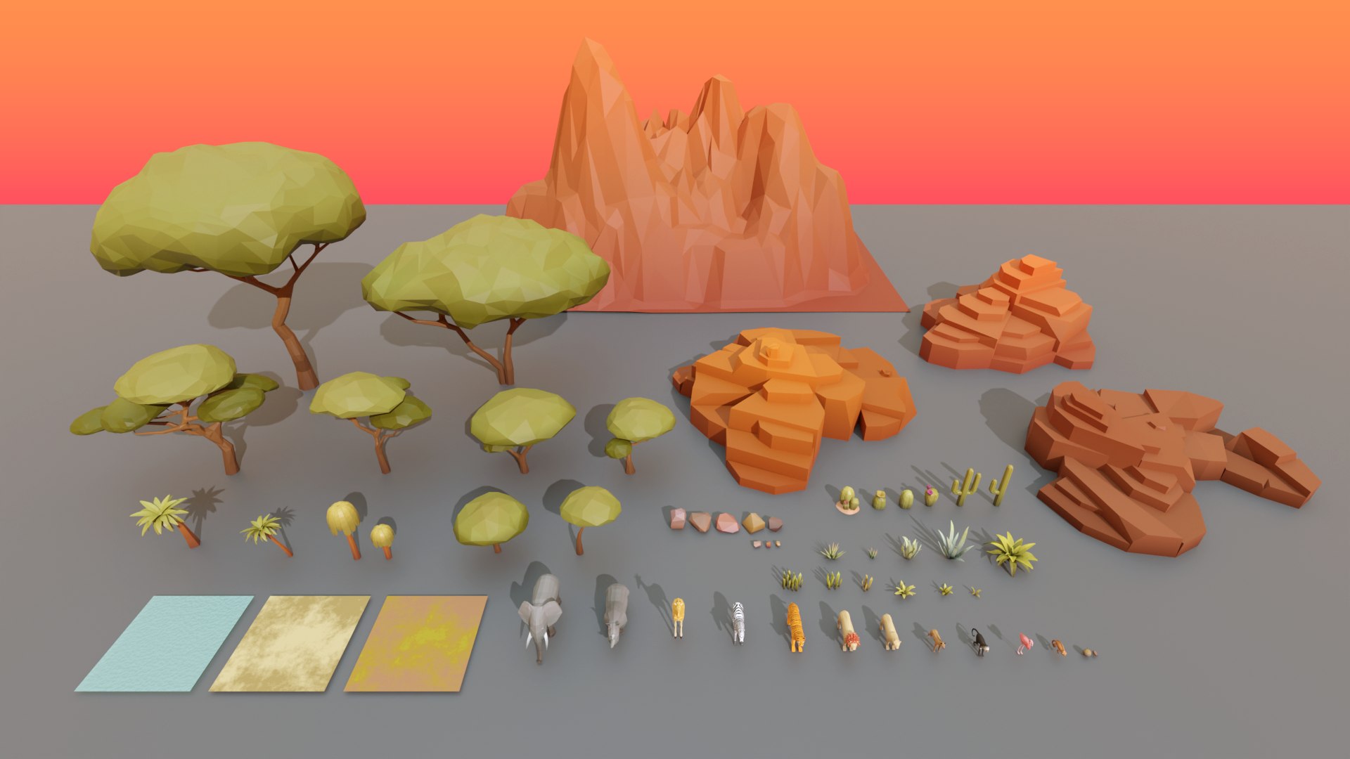 3D Complet Edition Savannah Biome Low Poly - TurboSquid 2217209