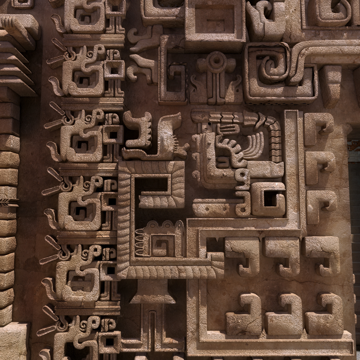 3d aztec temple room interior