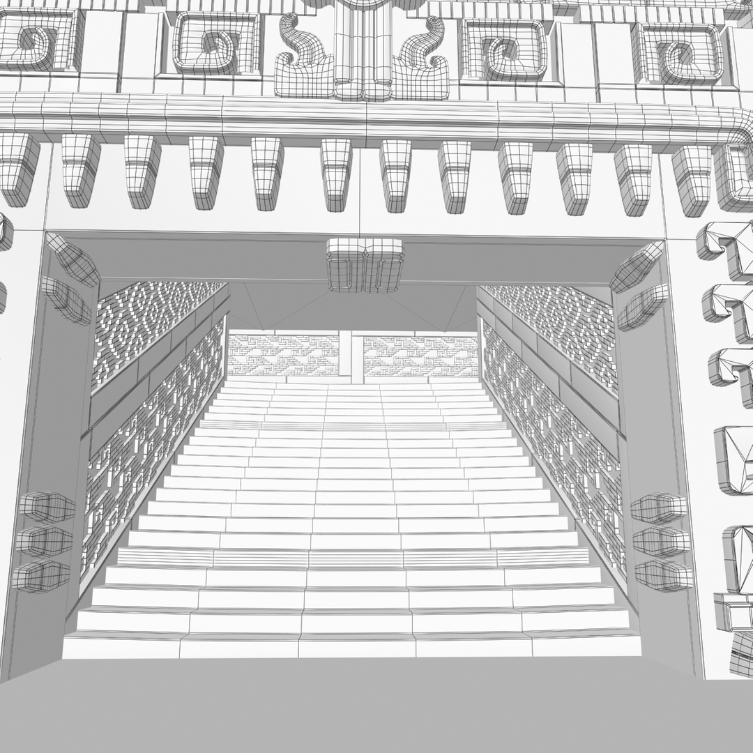 3d aztec temple room interior