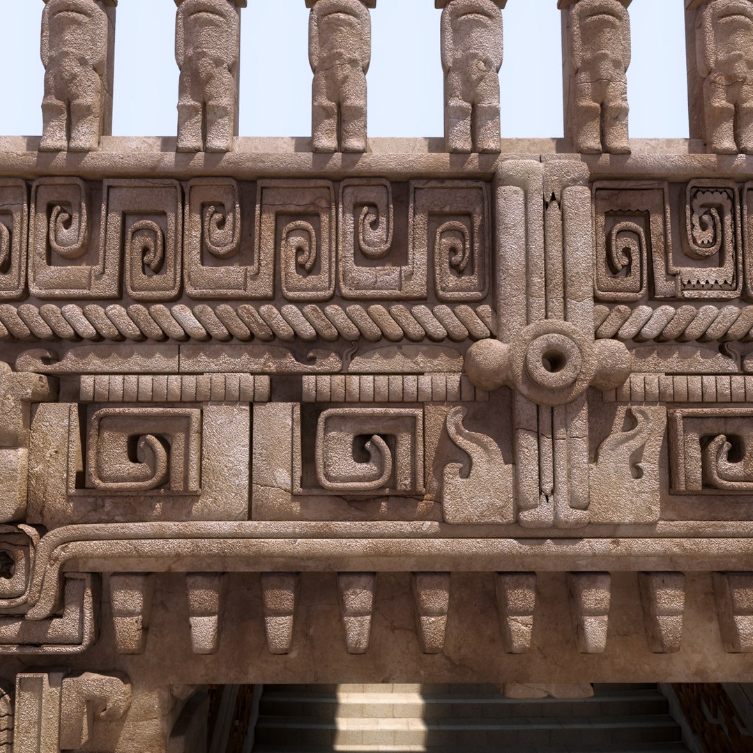 3d aztec temple room interior
