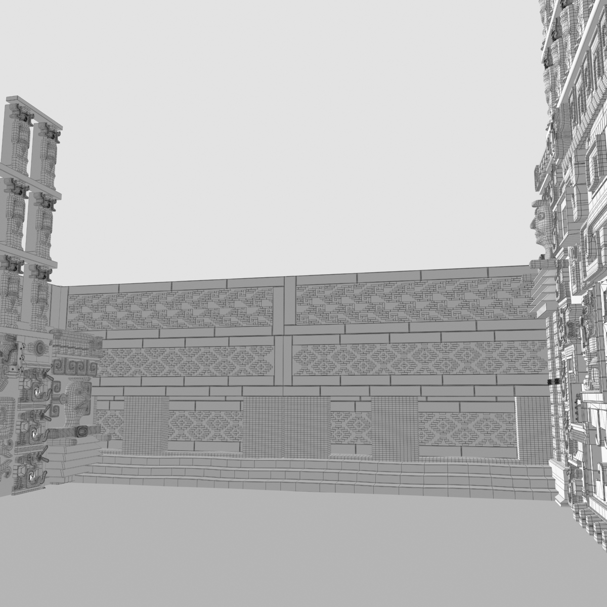 3d aztec temple room interior