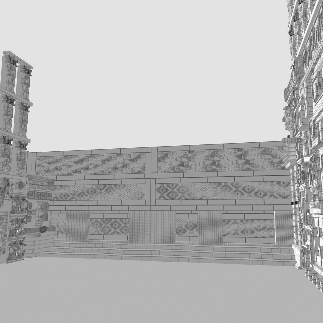 3d aztec temple room interior