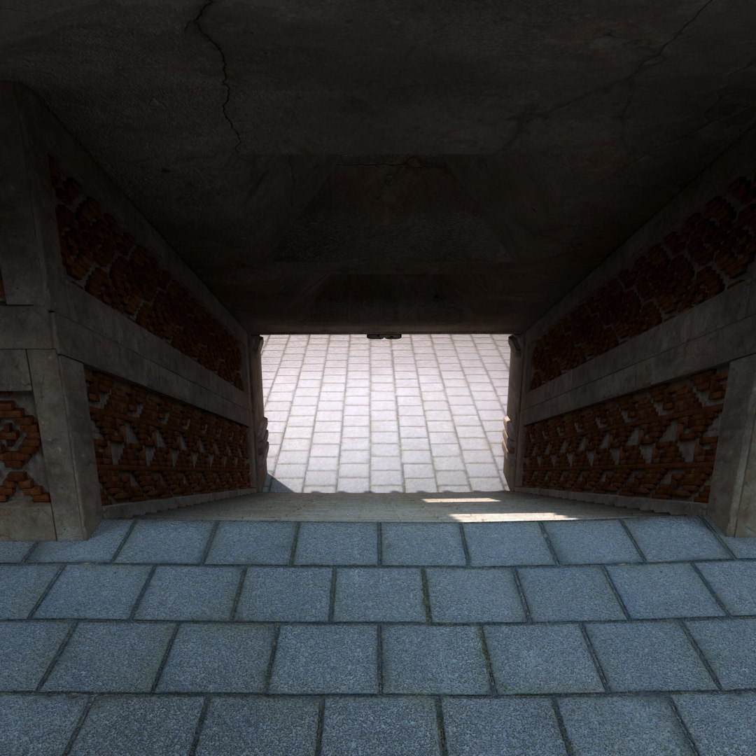 3d aztec temple room interior