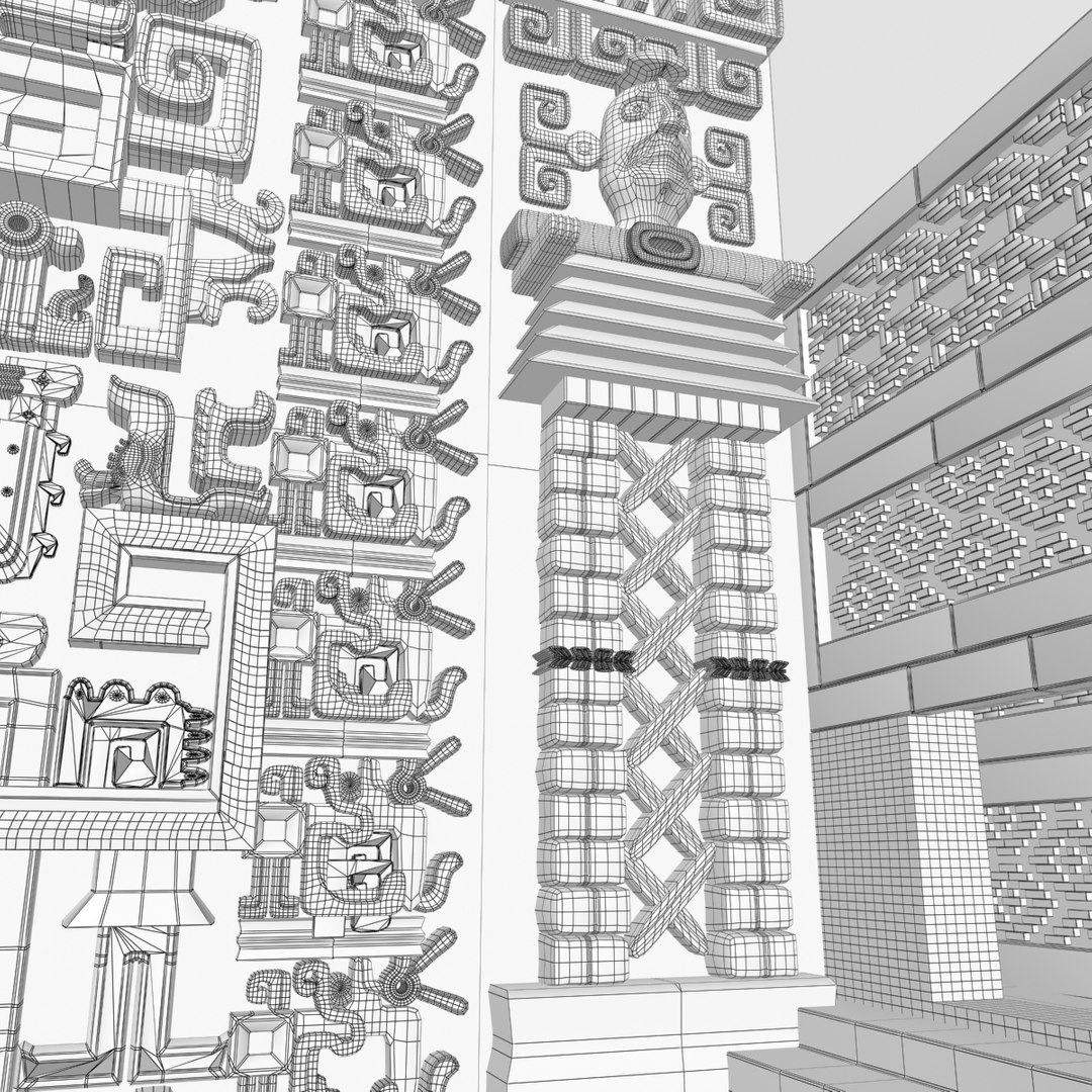 3d aztec temple room interior