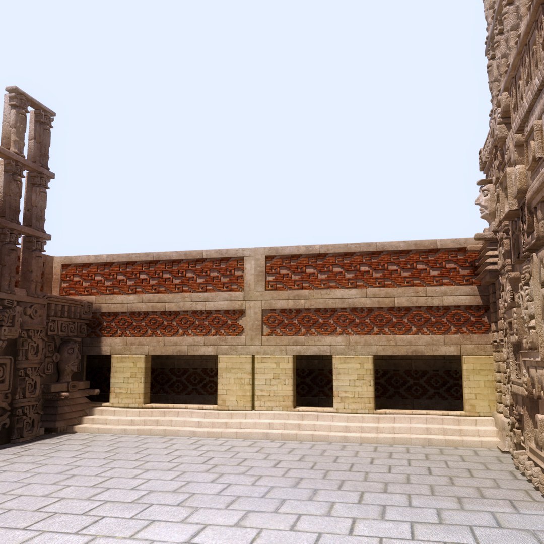 3d aztec temple room interior