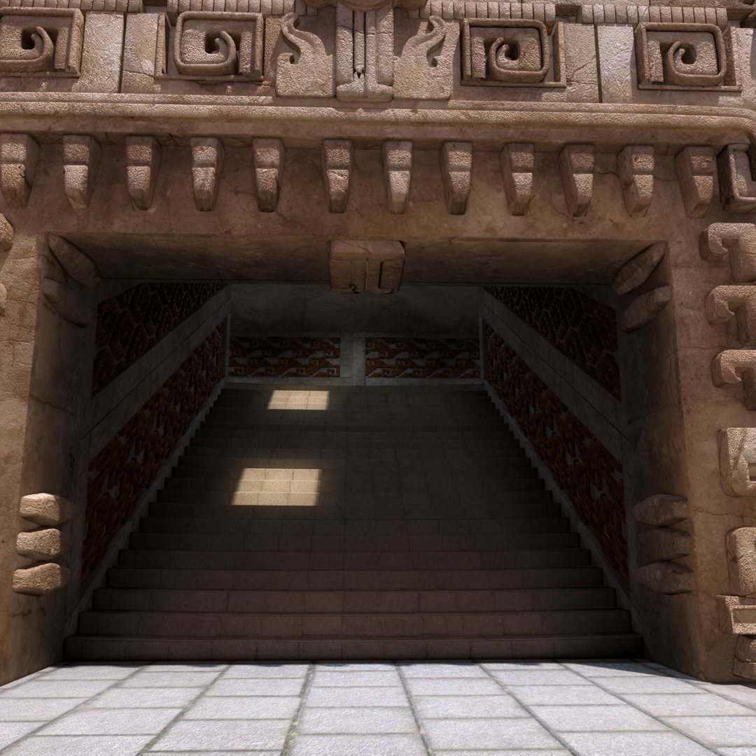 3d aztec temple room interior