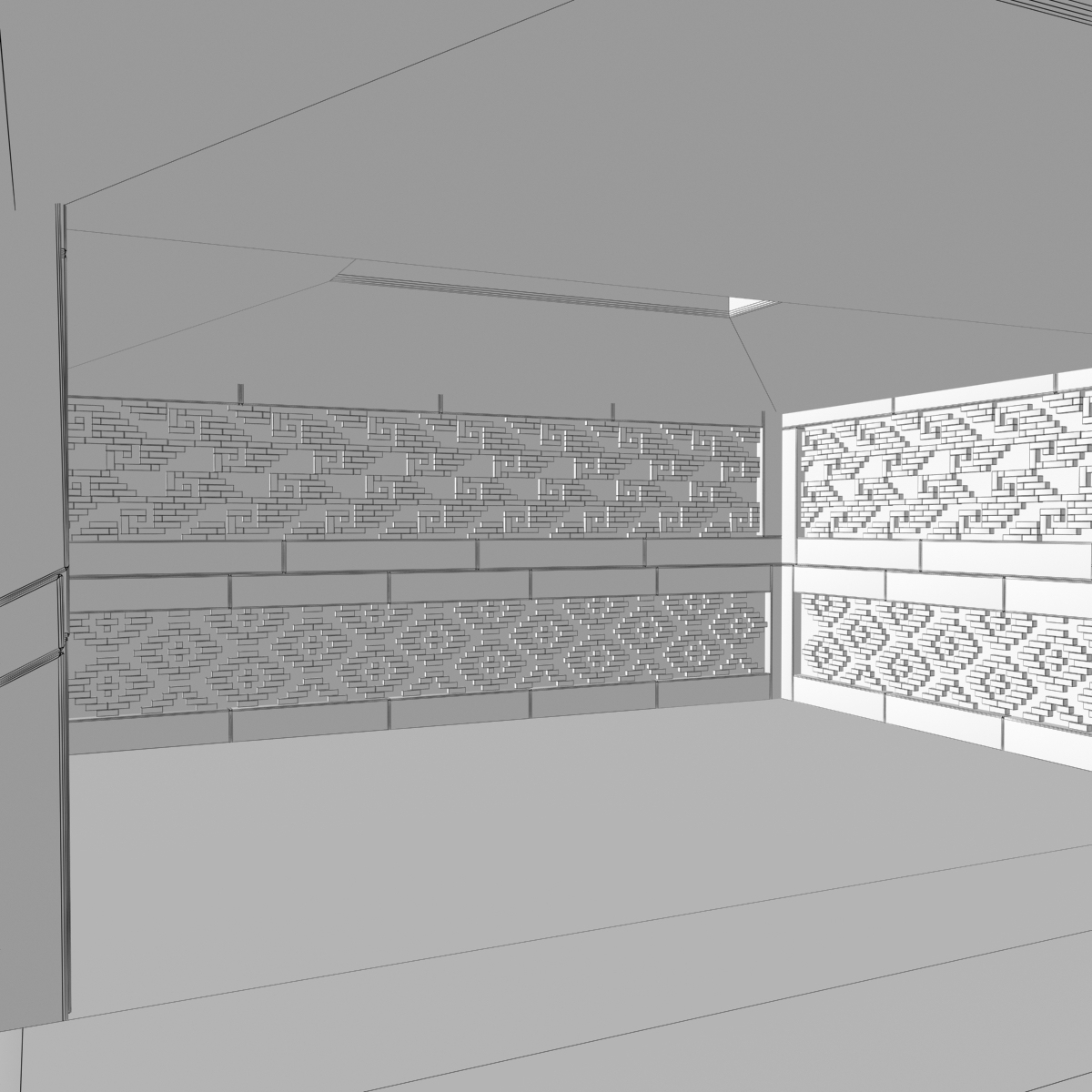 3d aztec temple room interior