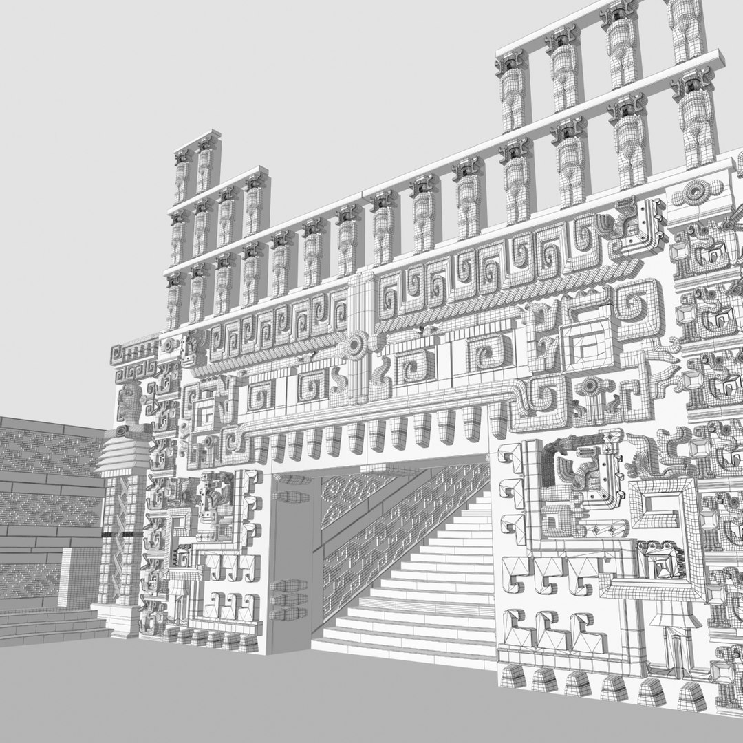 3d aztec temple room interior