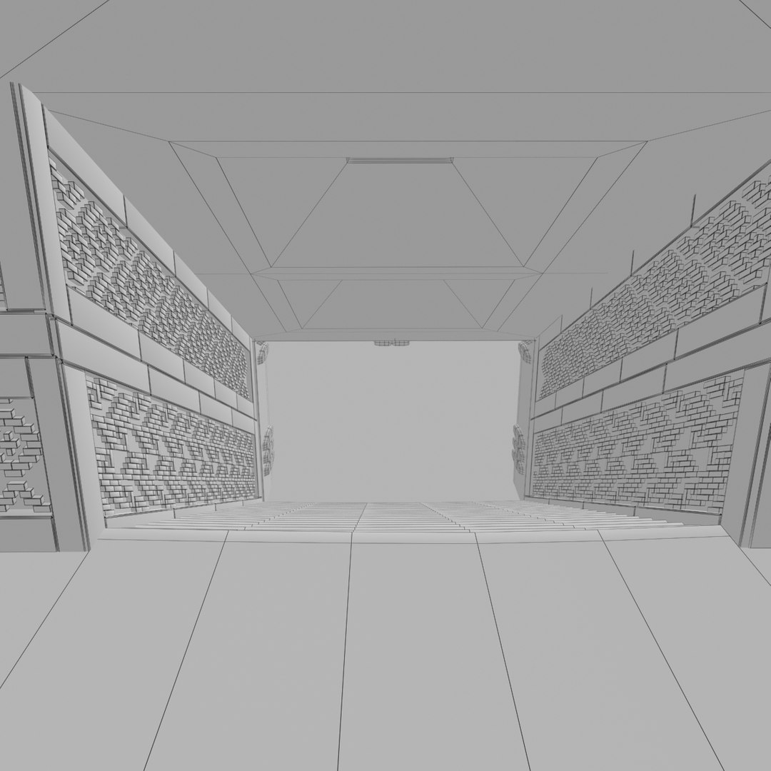 3d aztec temple room interior