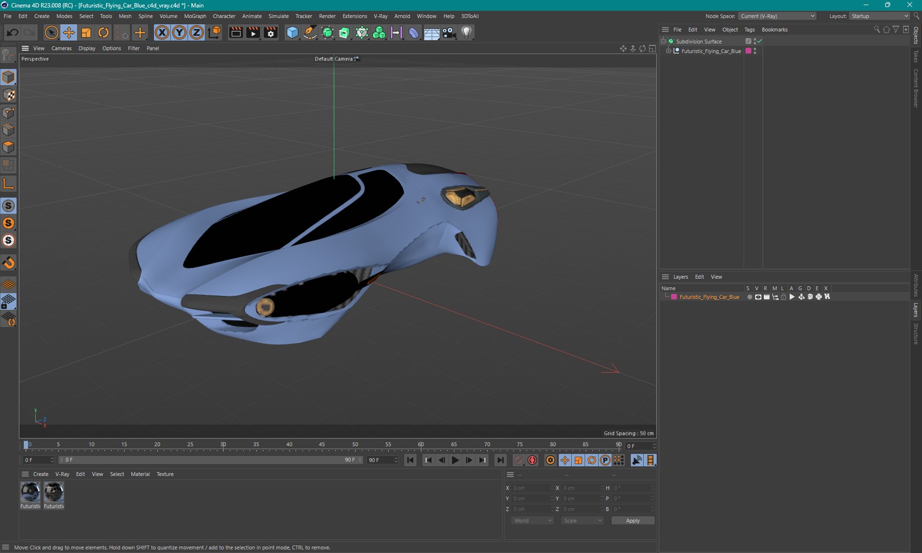 Futuristic Flying Car Blue 3D Model - TurboSquid 2349693