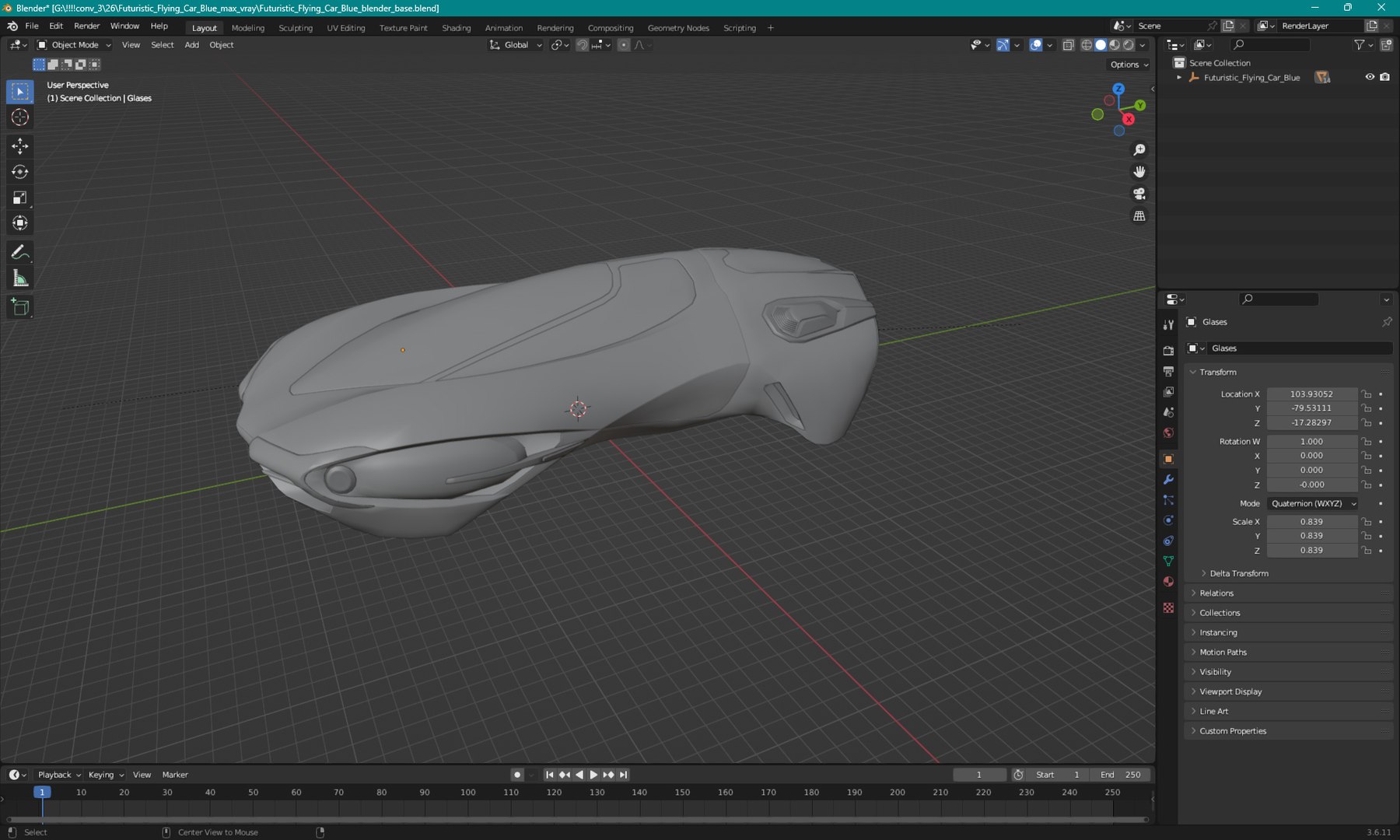 Futuristic Flying Car Blue 3D Model - TurboSquid 2349693