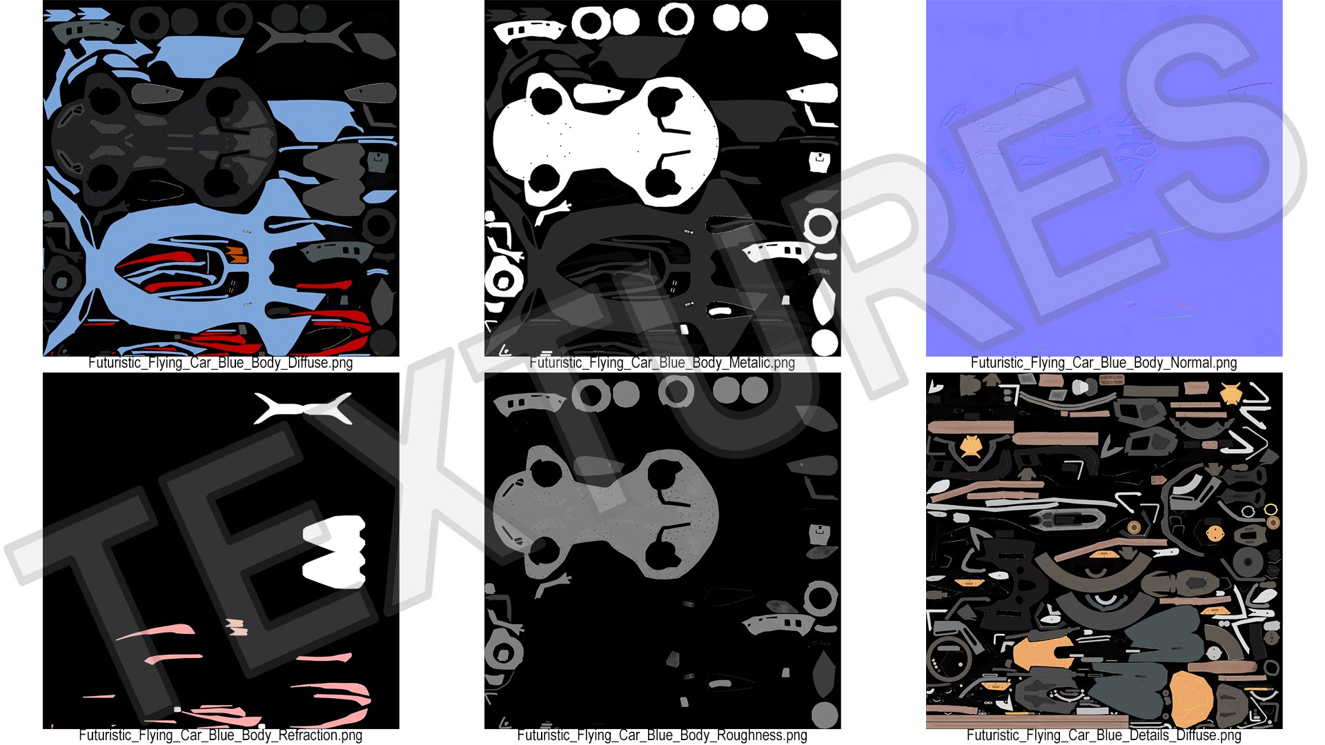 Futuristic Flying Car Blue 3D Model - TurboSquid 2349693