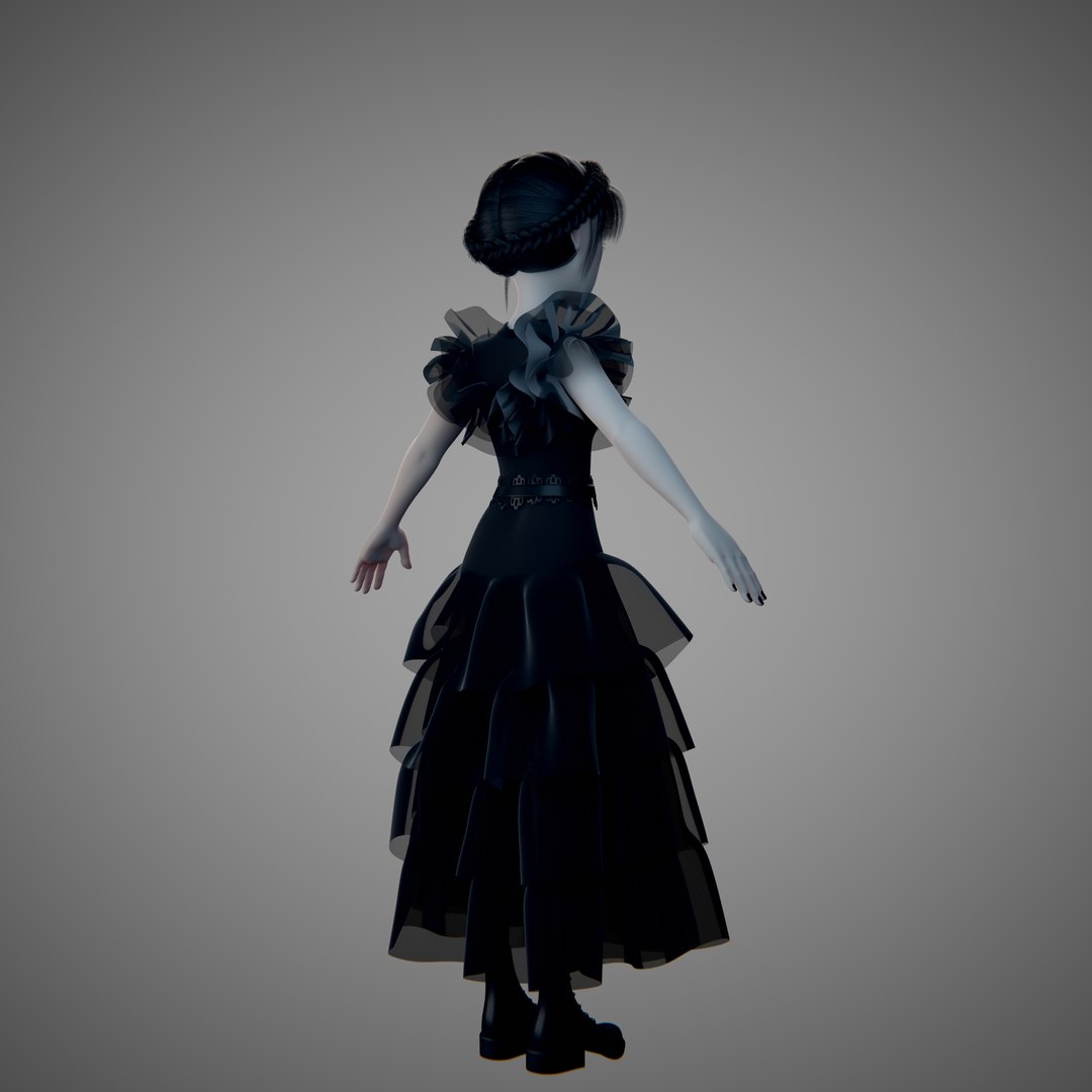 3D Wednesday Addams Low-poly V2 - TurboSquid 2020070