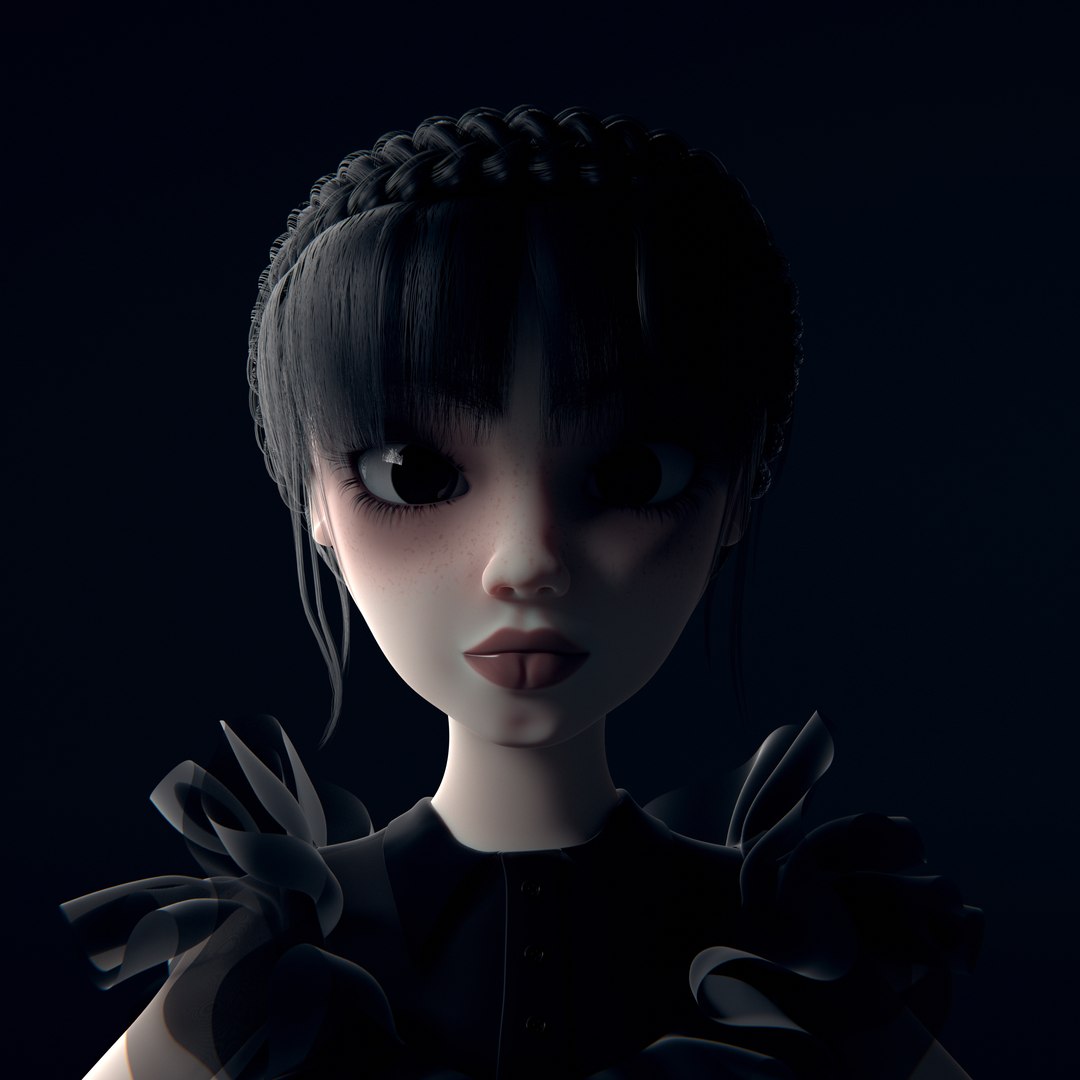 3D Wednesday Addams Low-poly V2 - TurboSquid 2020070