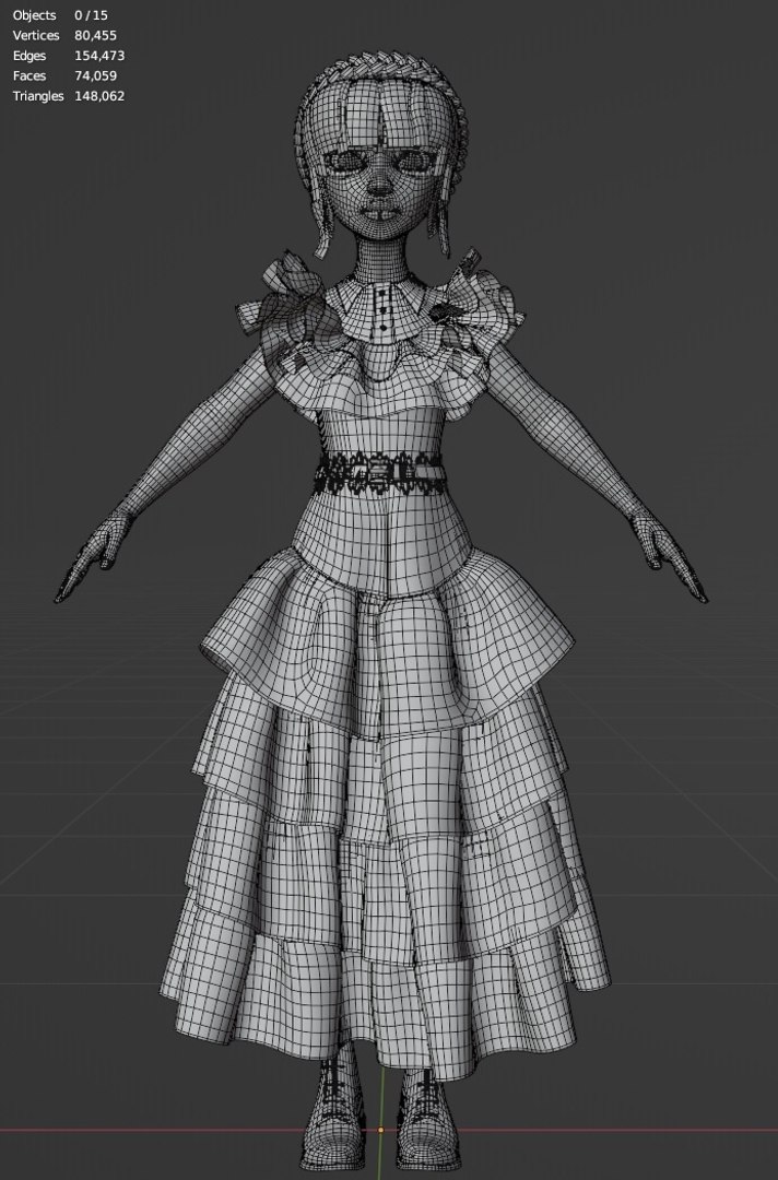 3D Wednesday Addams Low-poly V2 - TurboSquid 2020070