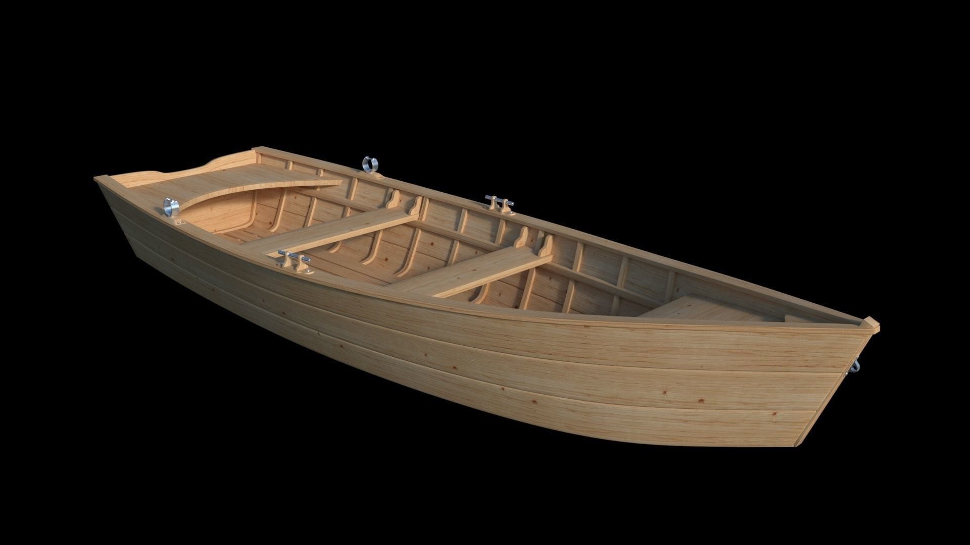 3D model flat wooden row boat - TurboSquid 1318111
