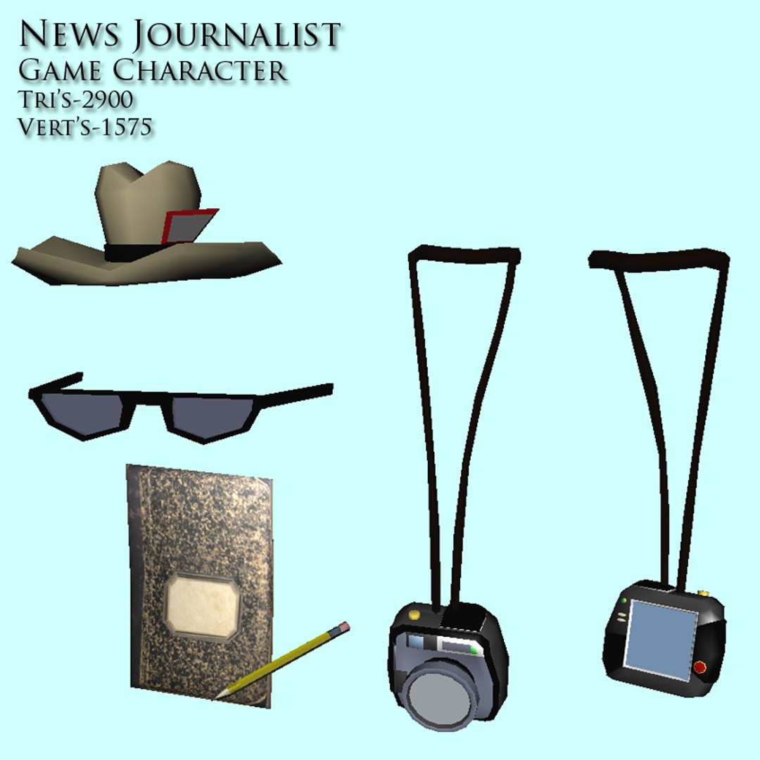 news reporter man character 3d model