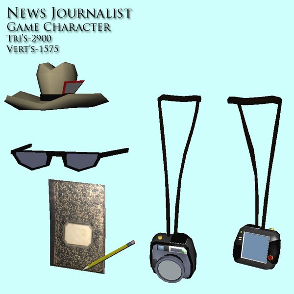 news reporter man character 3d model