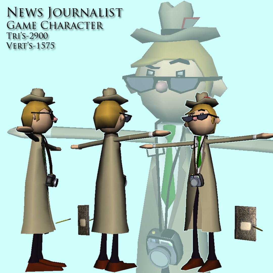 news reporter man character 3d model
