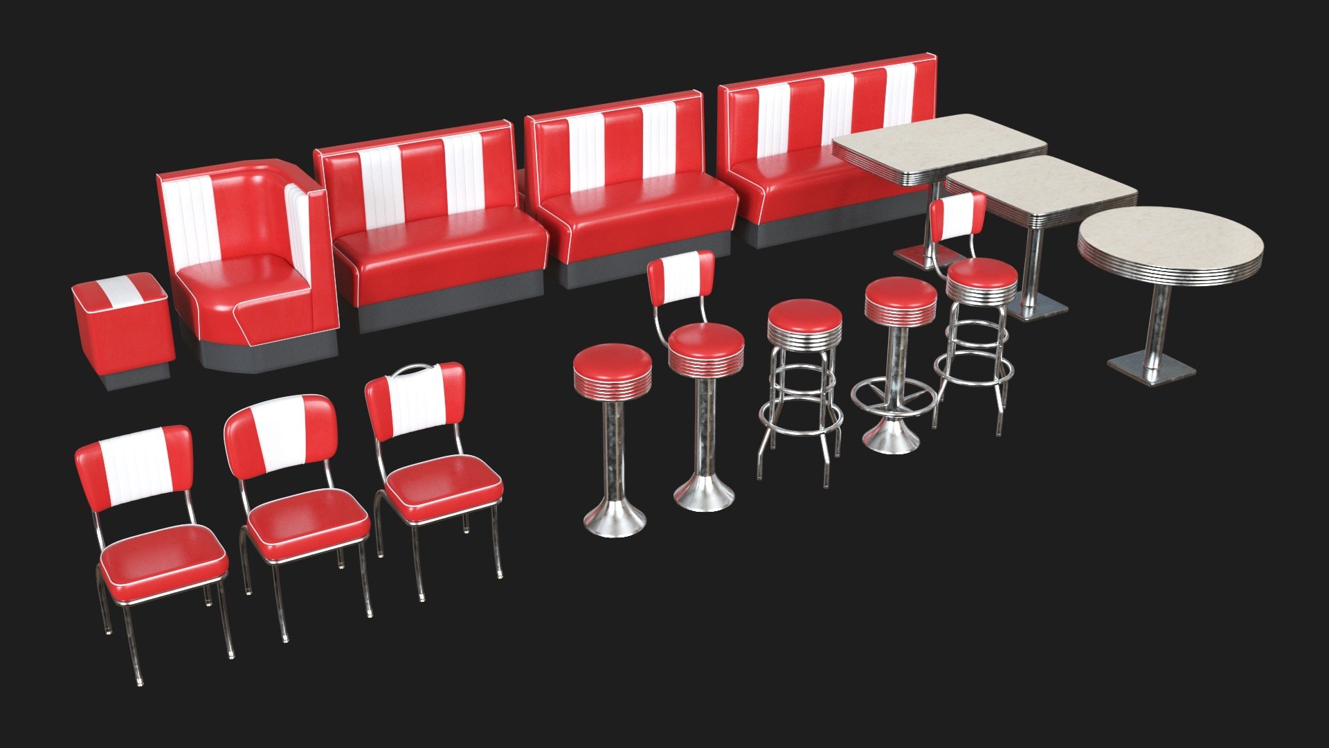 3D Retro Diner 50s Bundle - TurboSquid 2025342