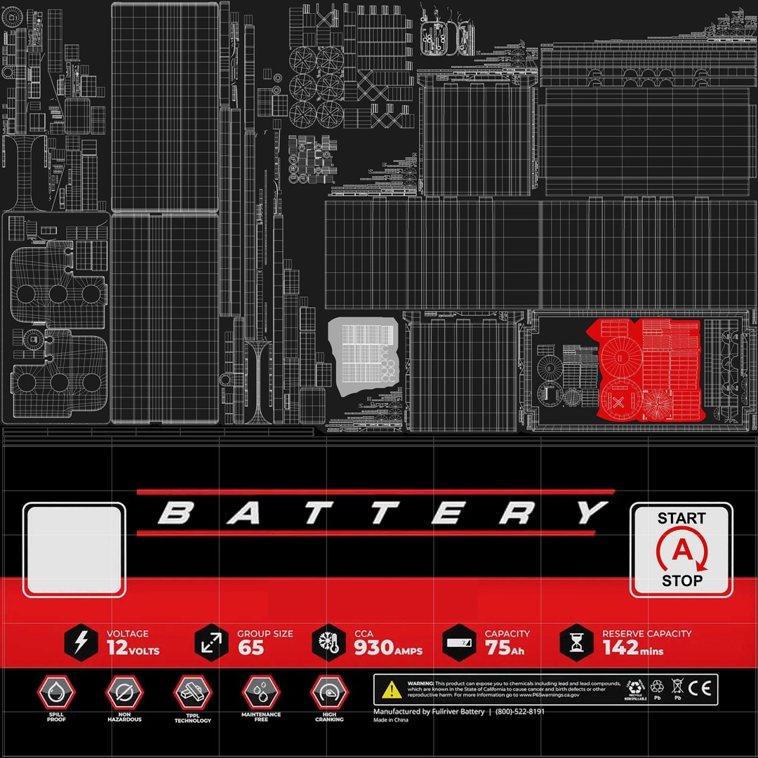 Detailed Car Battery 3D - TurboSquid 2362203