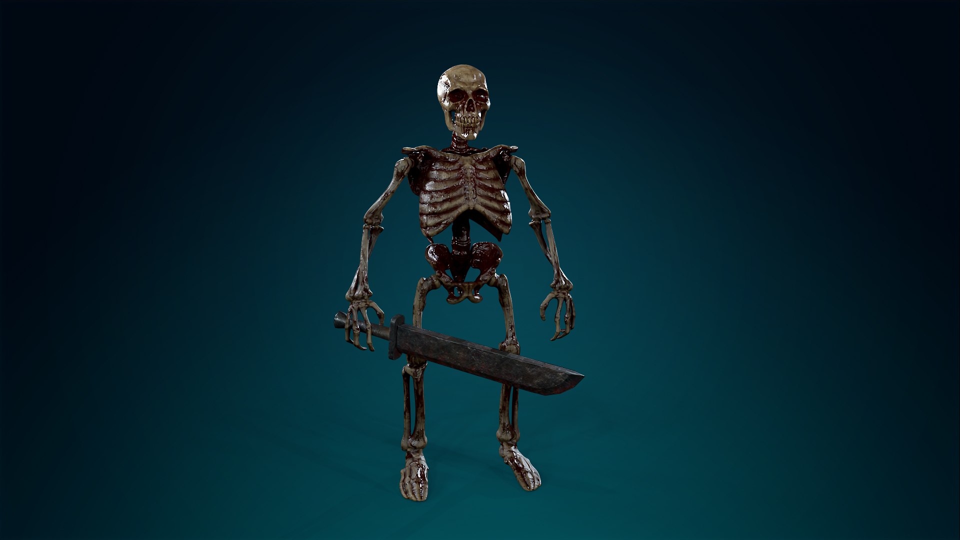 3D Skeleton Undead Warrior Bloody - Rigged-Animated-Lowpoly-Game Ready ...