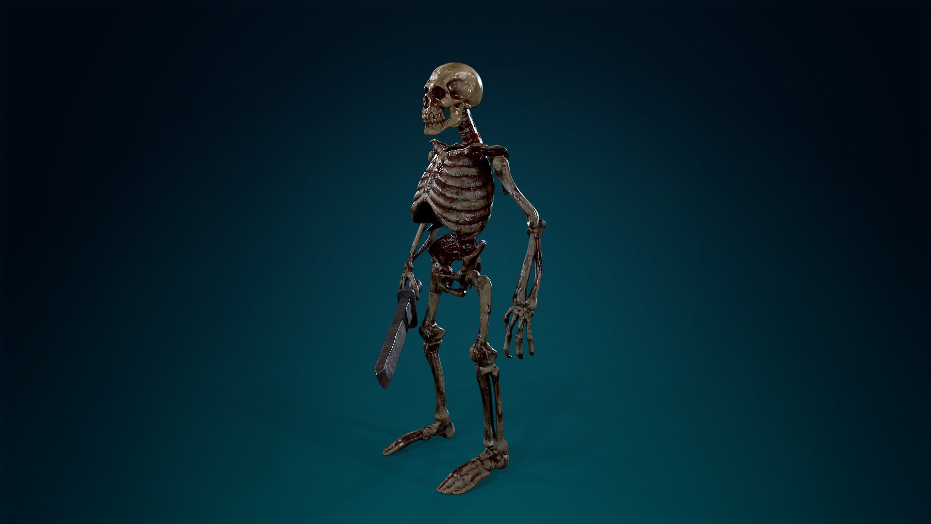 3D Skeleton Undead Warrior Bloody - Rigged-Animated-Lowpoly-Game Ready ...