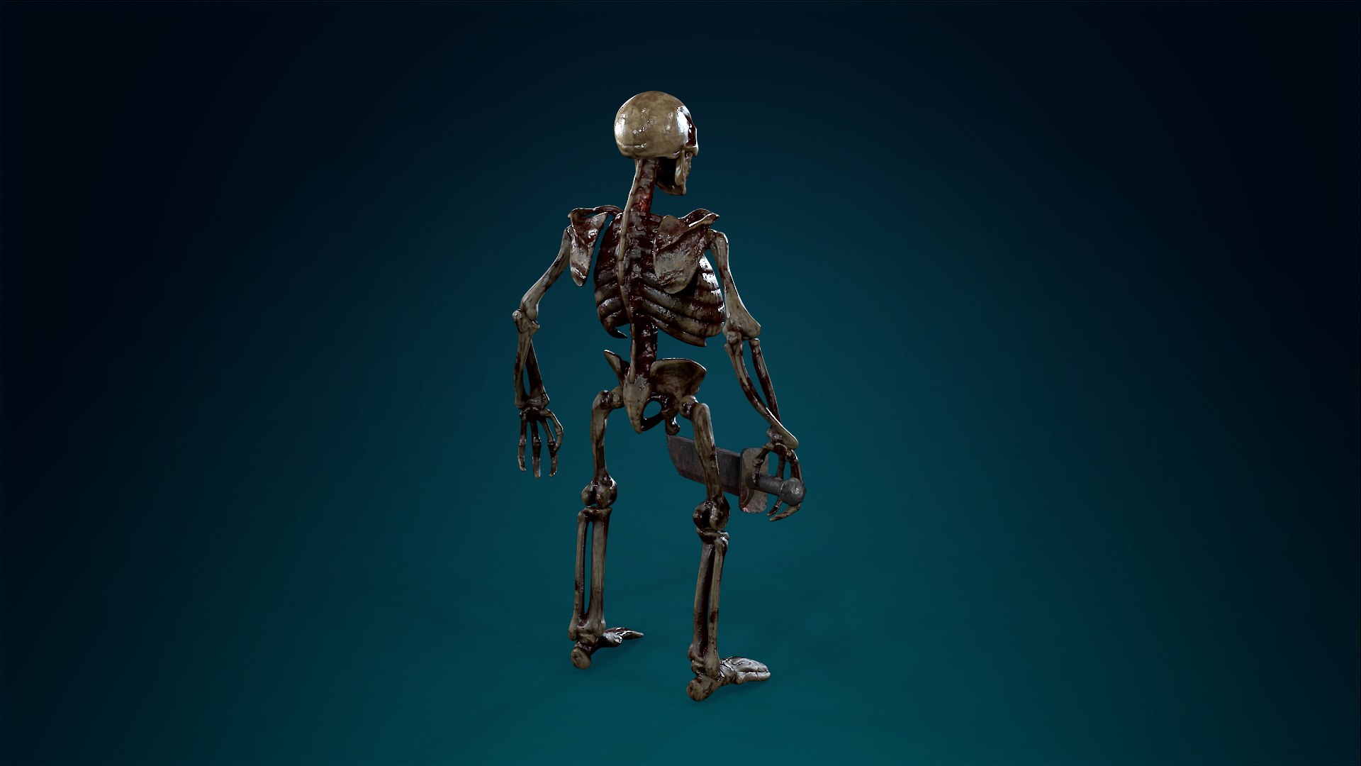 3D Skeleton Undead Warrior Bloody - Rigged-Animated-Lowpoly-Game Ready ...