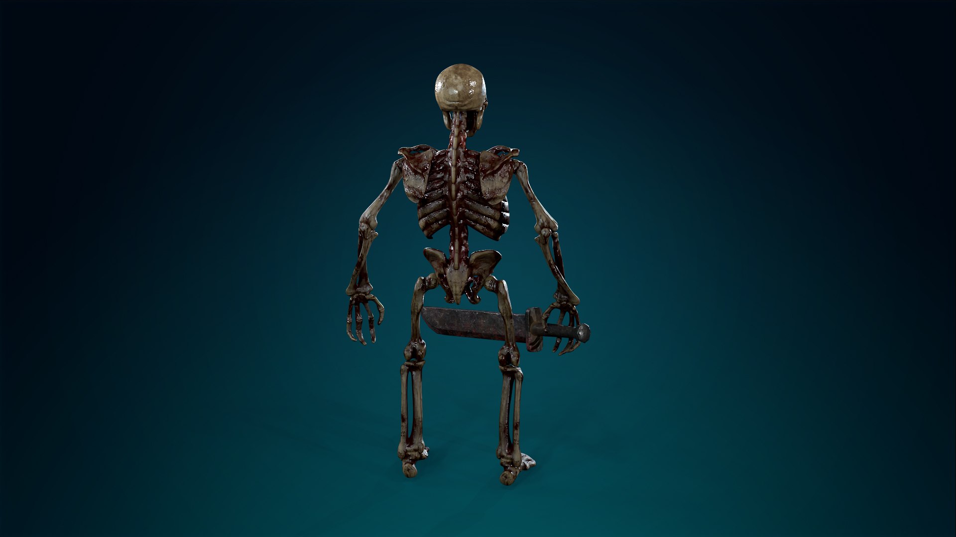 3D Skeleton Undead Warrior Bloody - Rigged-Animated-Lowpoly-Game Ready ...