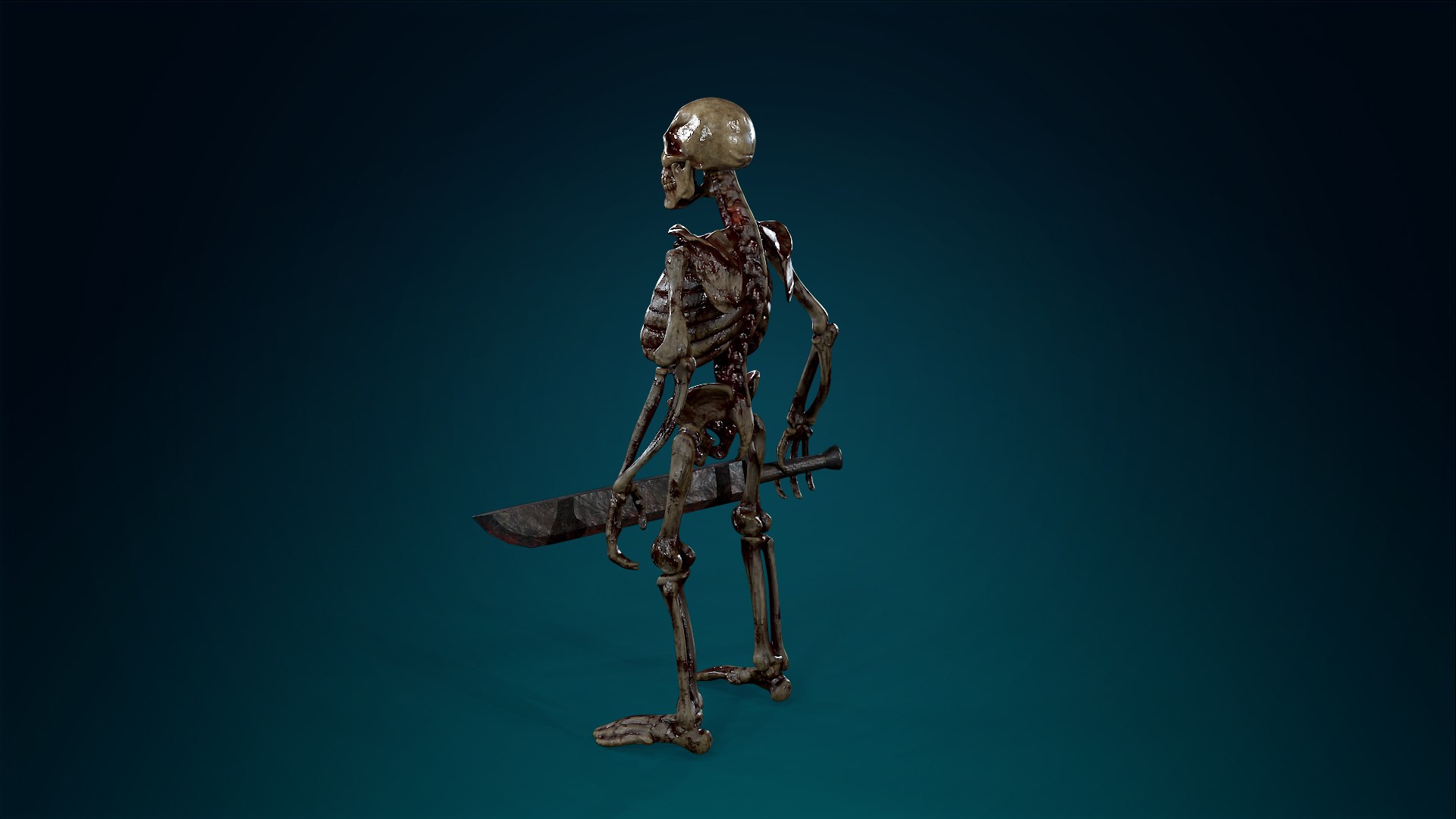 3D Skeleton Undead Warrior Bloody - Rigged-Animated-Lowpoly-Game Ready ...