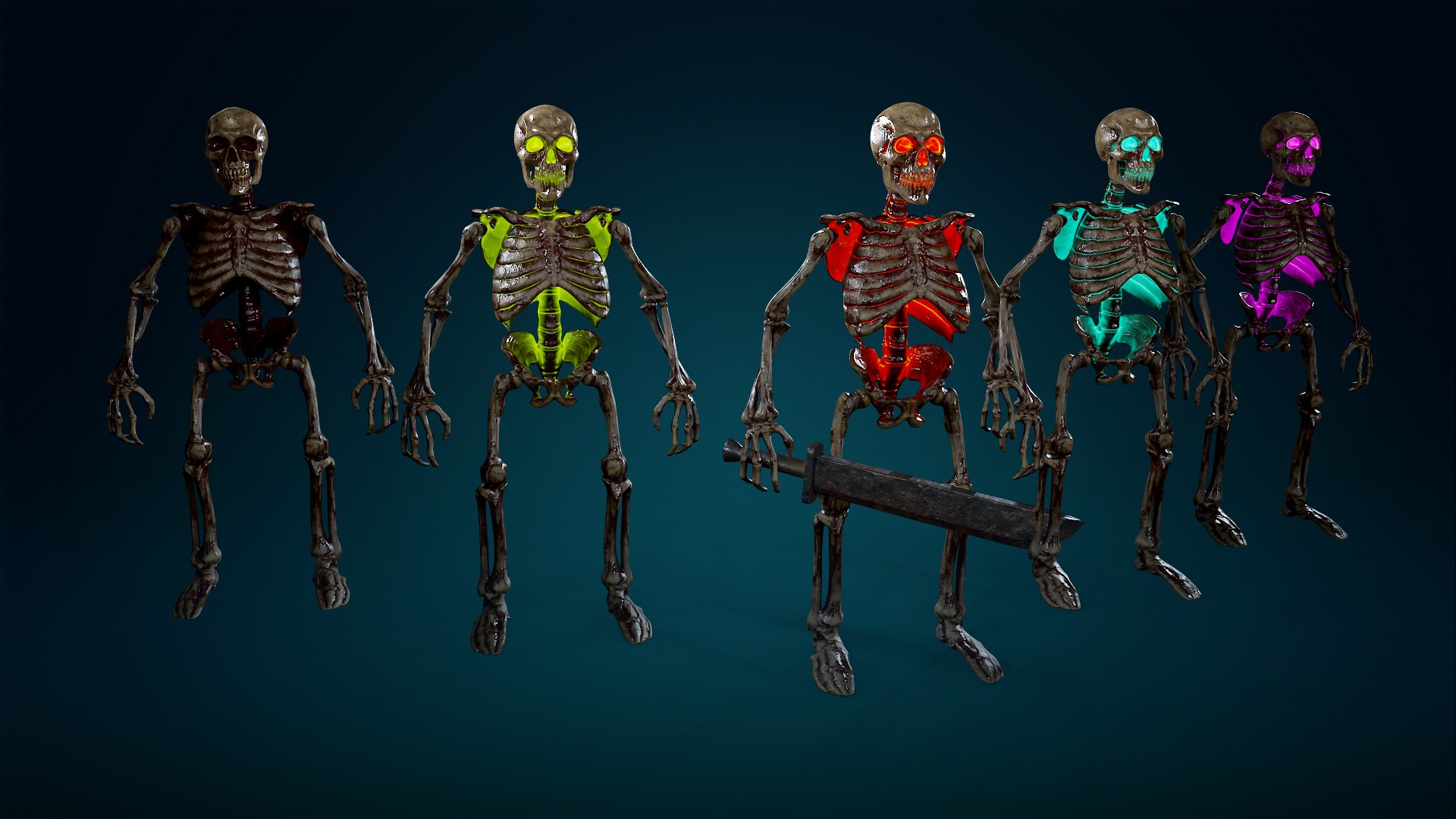 3D Skeleton Undead Warrior Bloody - Rigged-Animated-Lowpoly-Game Ready ...