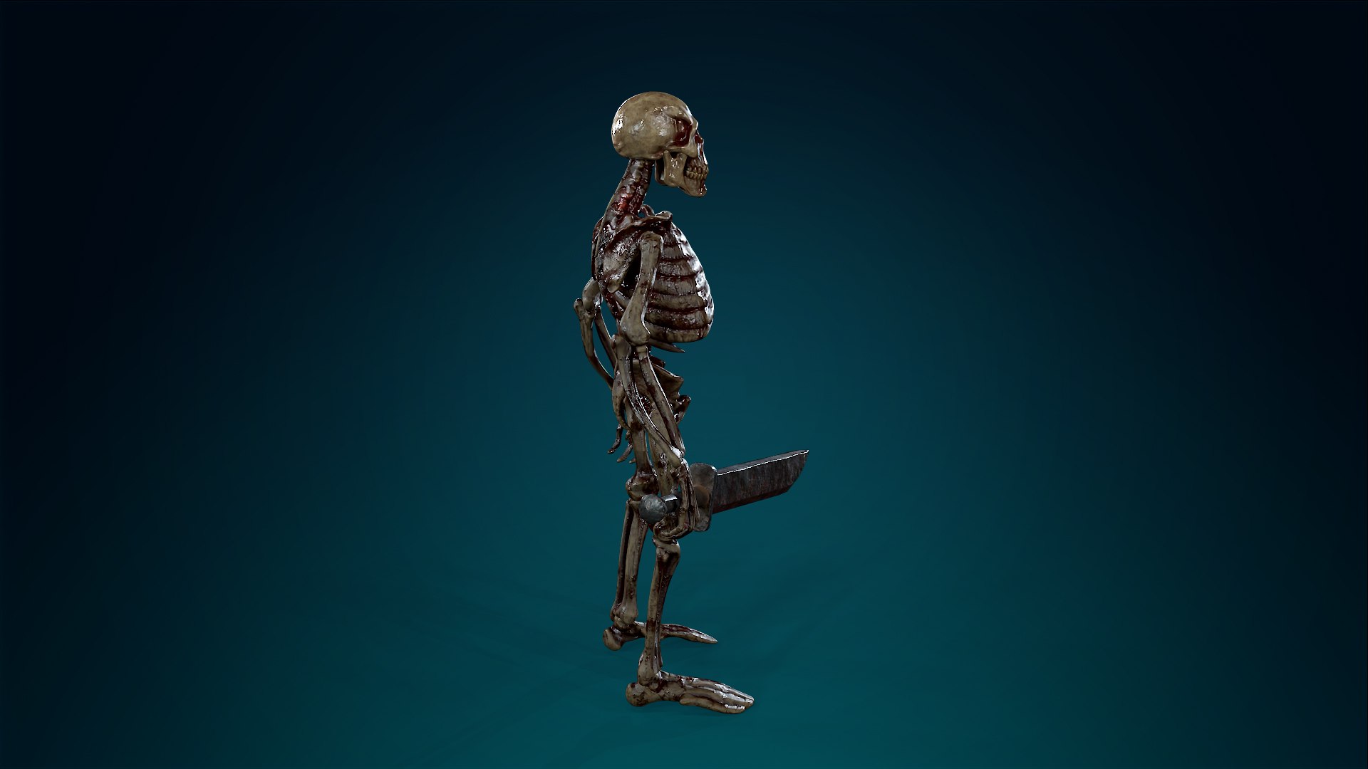 3D Skeleton Undead Warrior Bloody - Rigged-Animated-Lowpoly-Game Ready ...