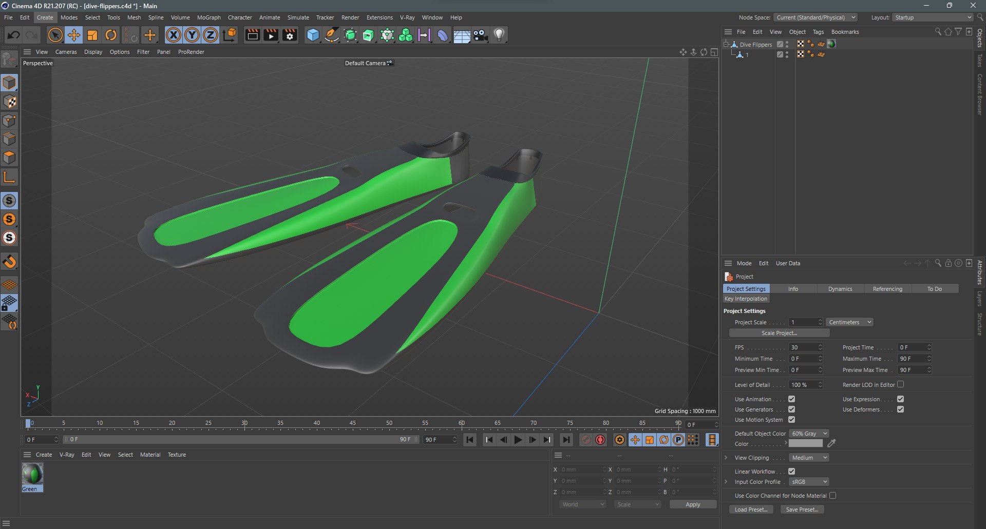 Dive Flippers Green 3D Model - TurboSquid 2150985