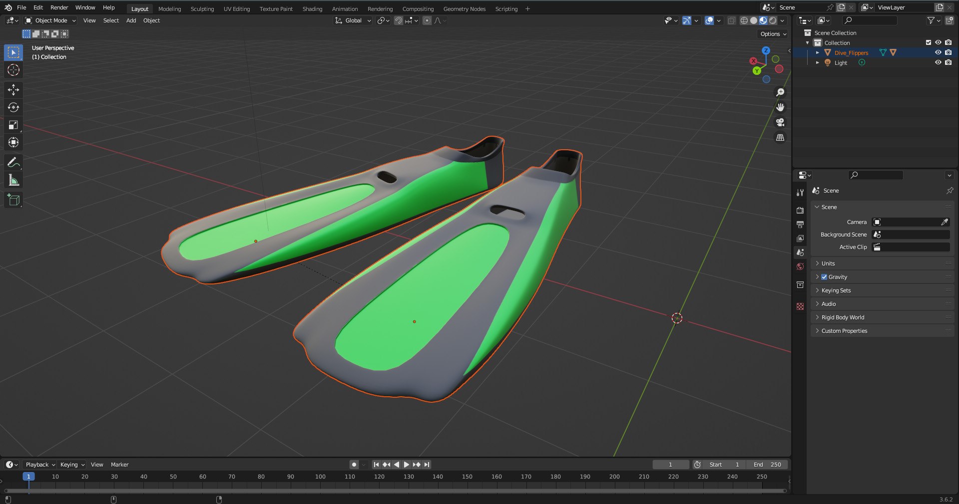 Dive Flippers Green 3D Model - TurboSquid 2150985