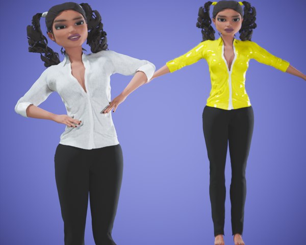 modelo 3d juego de dibujos animados chica amañada - TurboSquid 2214429