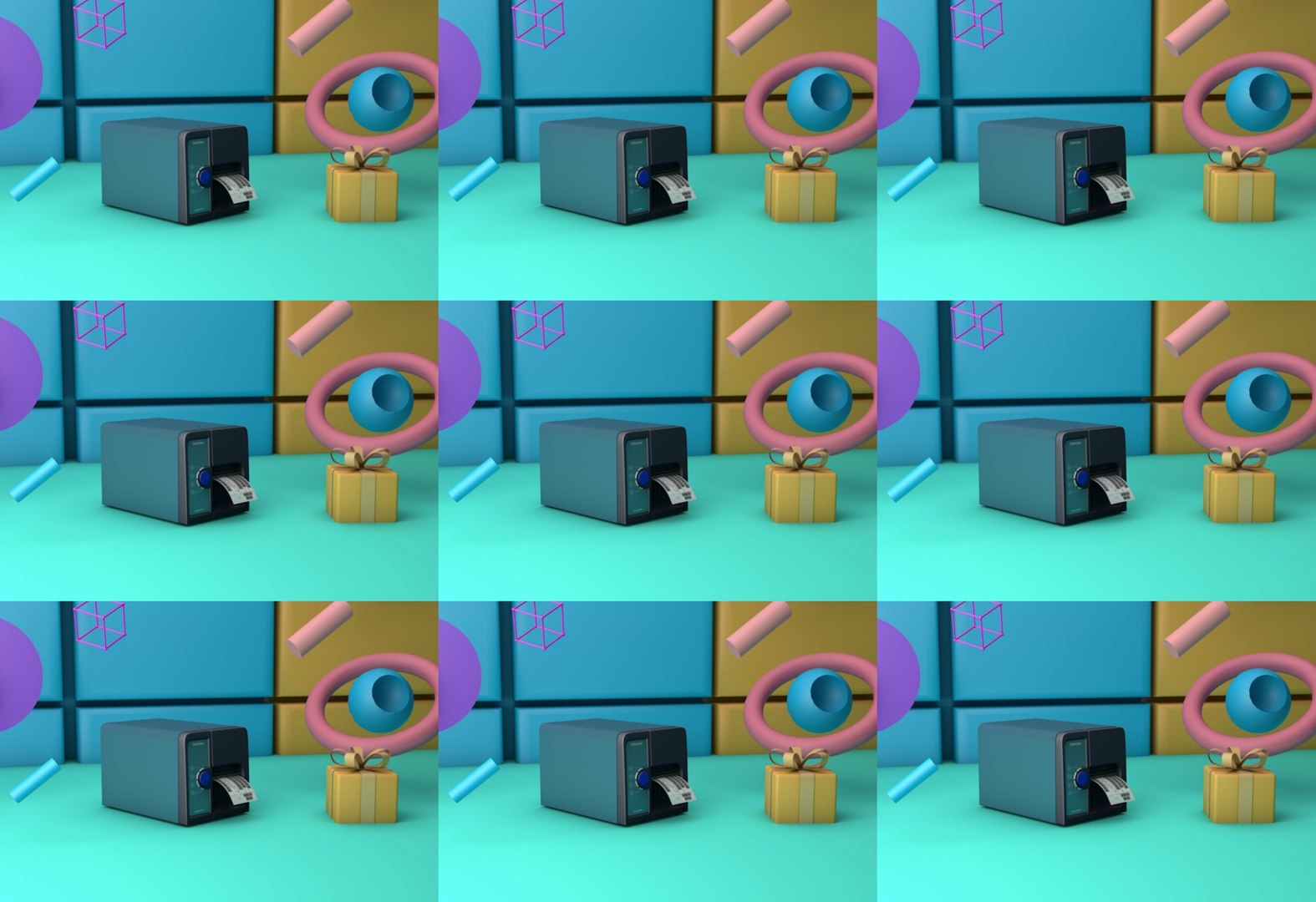 3D Model Label Machine Printer Label Printer Fax Machine Scenario ...