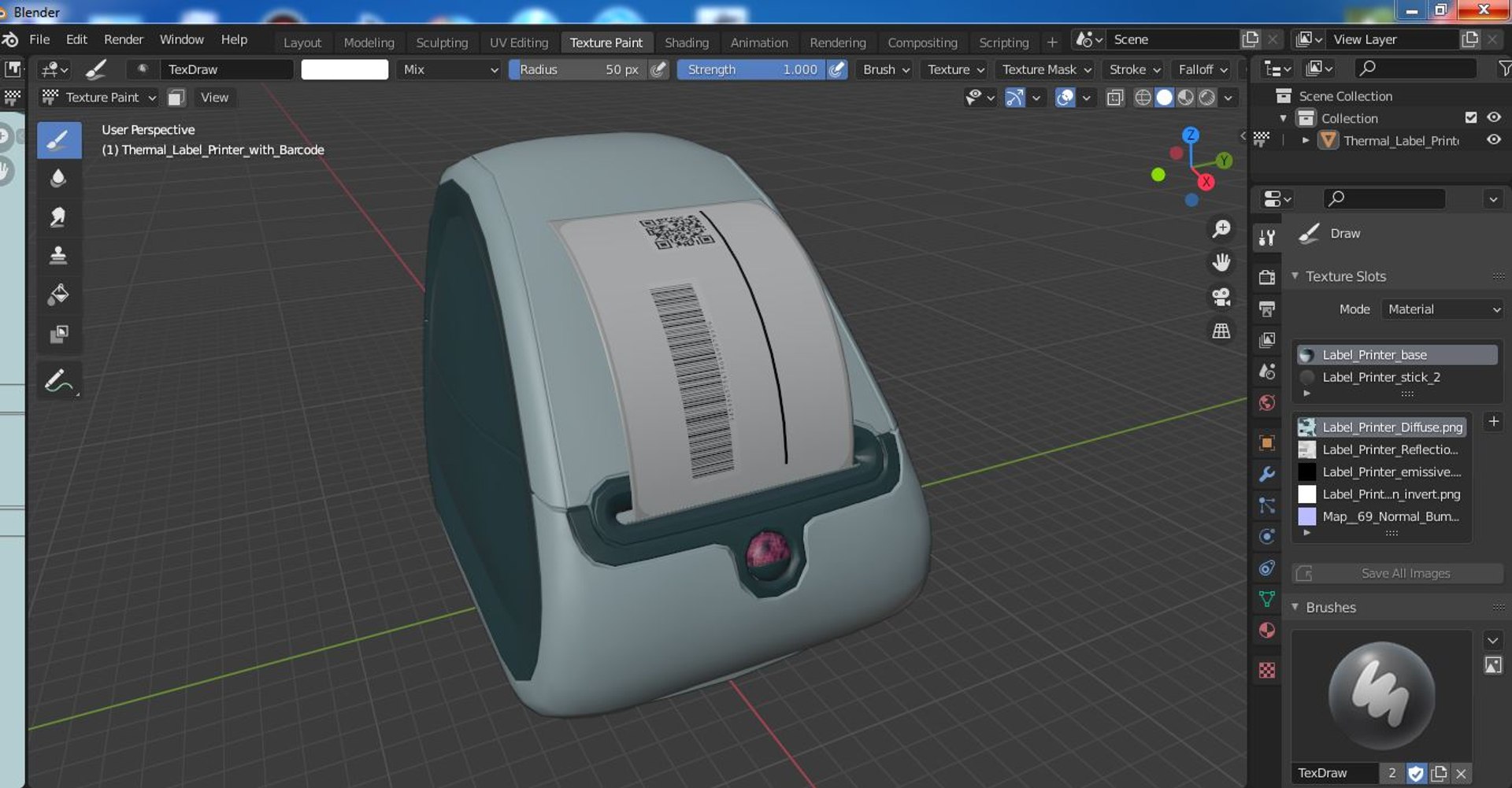 3D Thermal Label Printer with Barcode model - TurboSquid 1884839