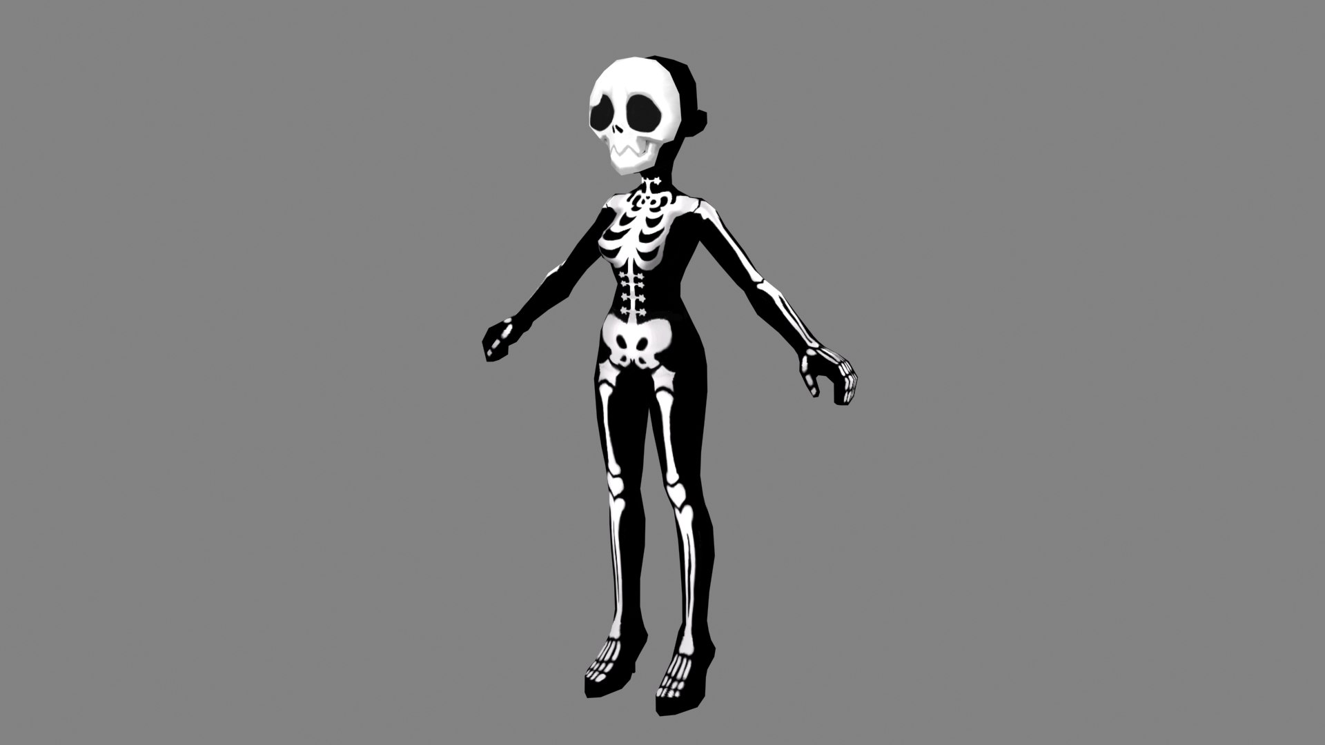 Cartoon Halloween Costume - Girl Skeleton Model - TurboSquid 2108252
