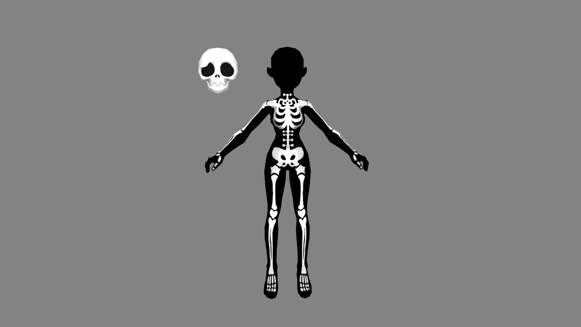 Cartoon Halloween Costume - Girl Skeleton Model - TurboSquid 2108252