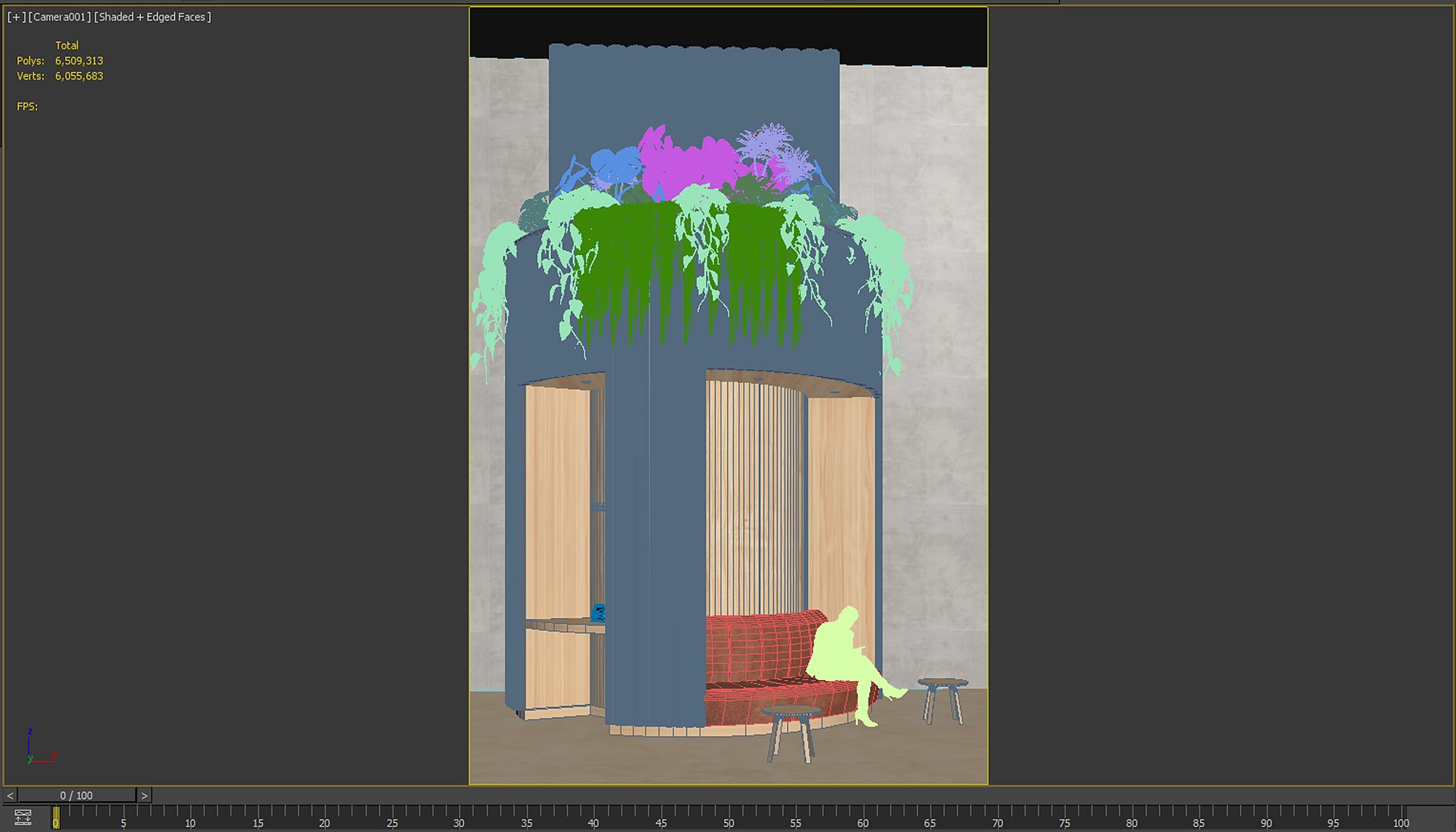 3D model Modern waiting and resting area design plant pile climbing ...