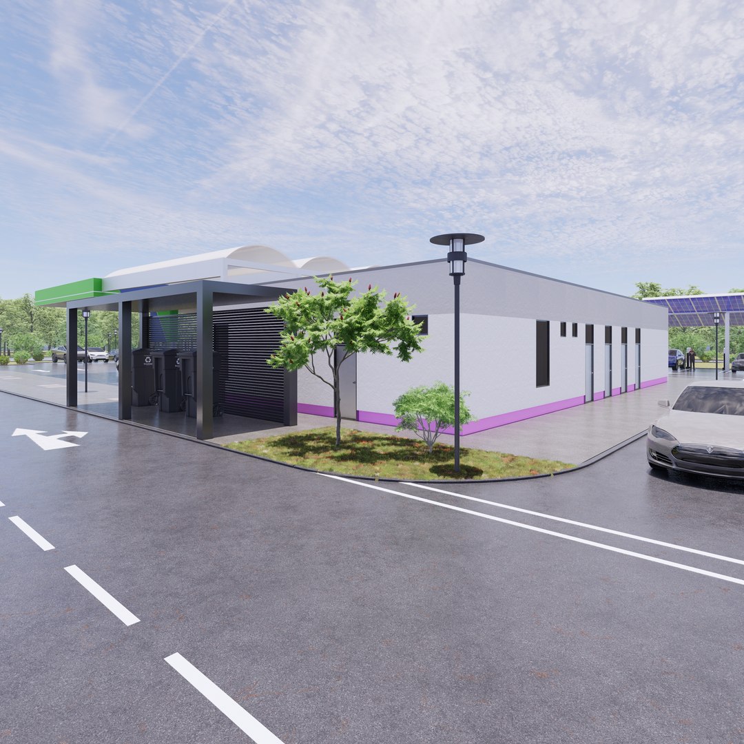 Gas Station and Vehicle Charging Station 3D model - TurboSquid 1782615