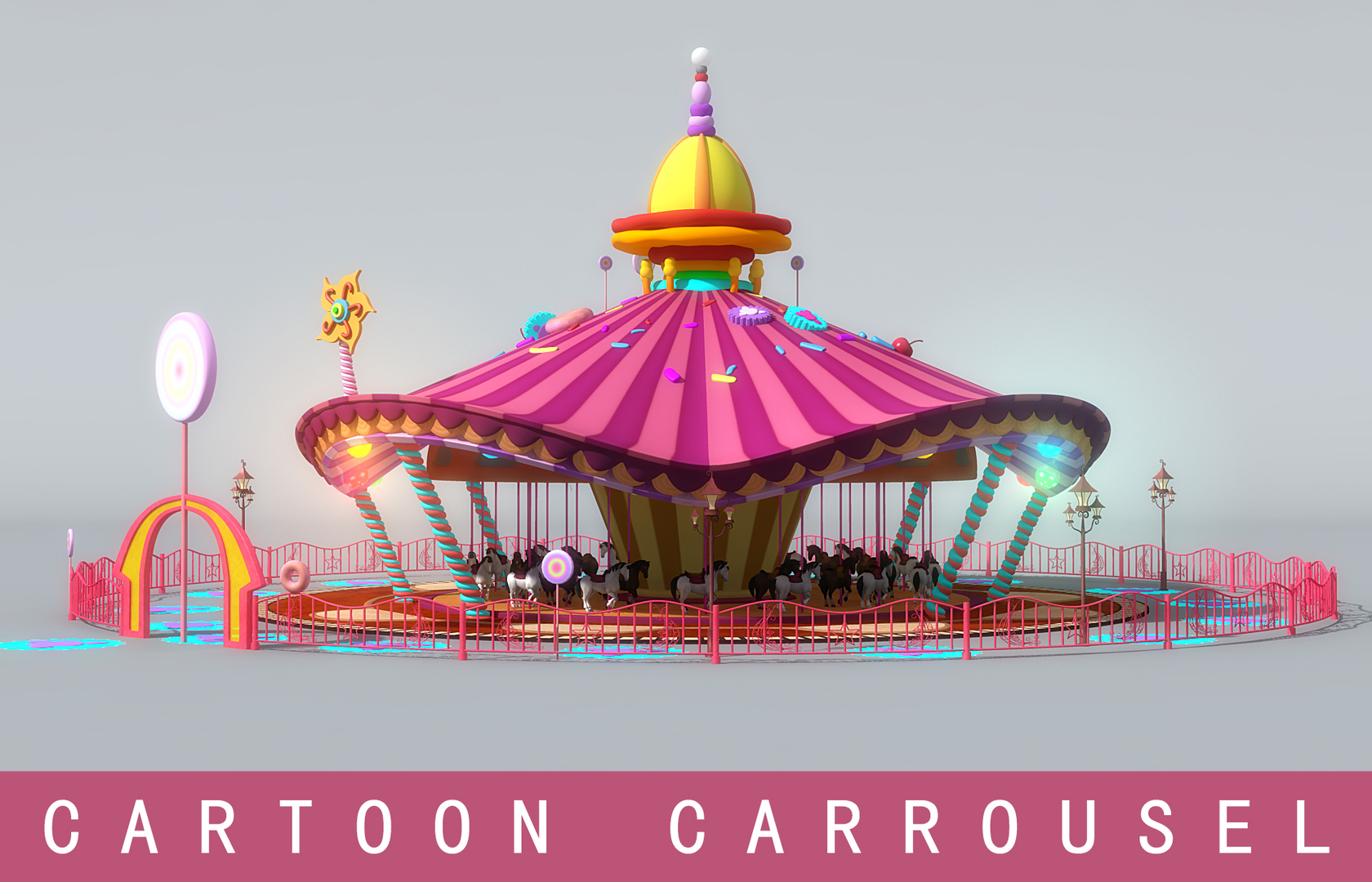 3d model cartoon carrousel