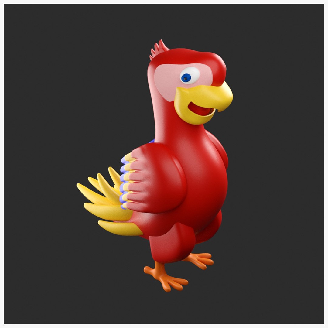 3D Red Parrot Bird - TurboSquid 2057388