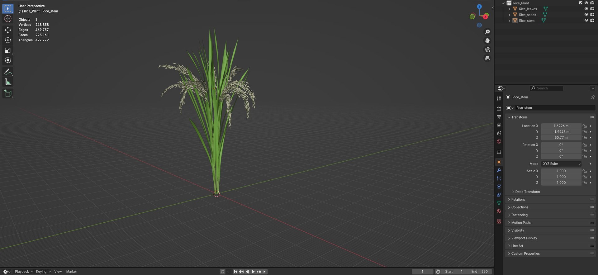 Rice Plant 3D Model - TurboSquid 2282489